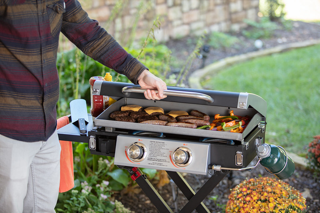 Razor 2-Burner Portable Propane Gas Griddle with Lid and Folding Cart
