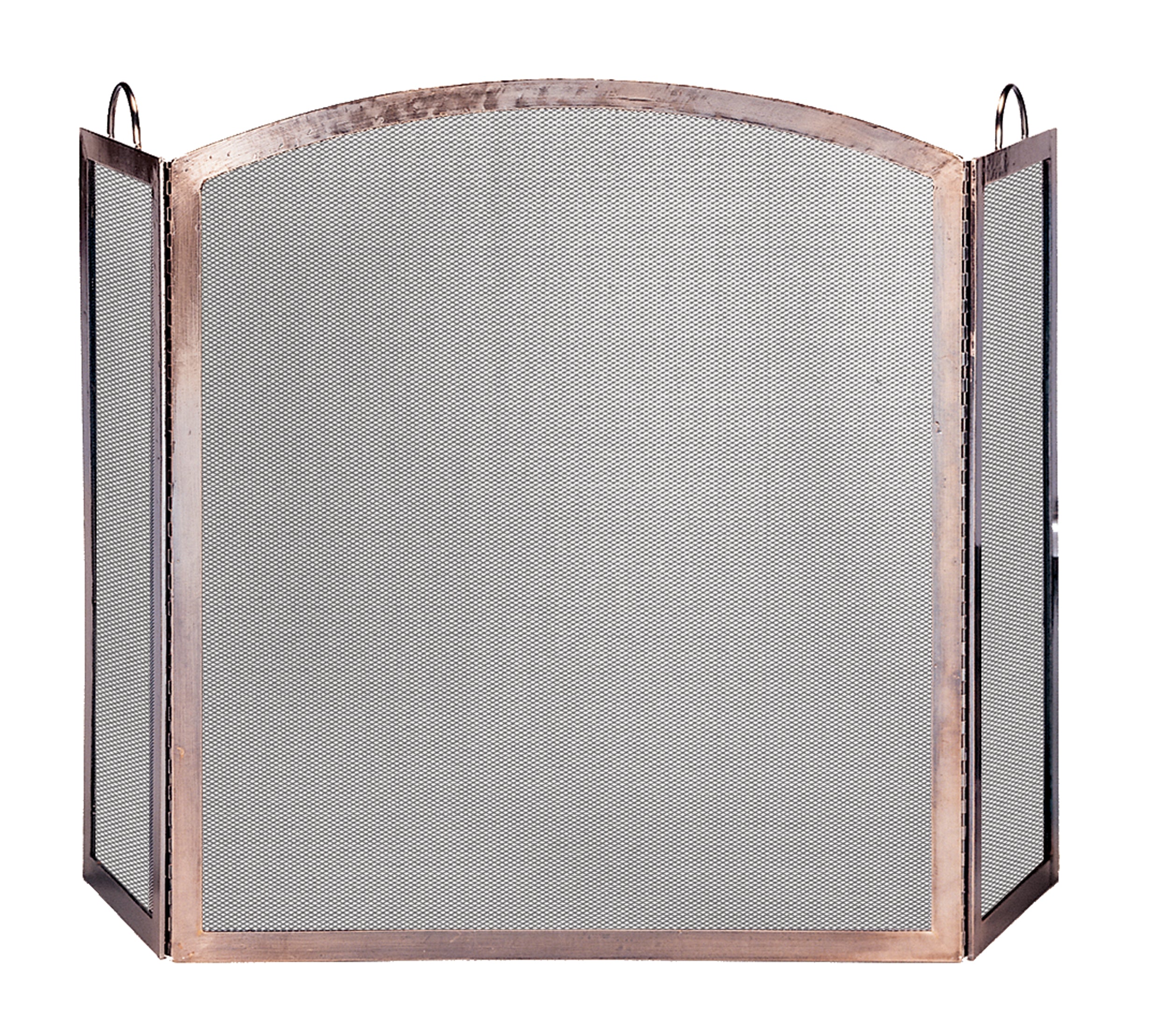 3-Panel Antique Copper Finish Screen with Arched Center Panel | UniFla