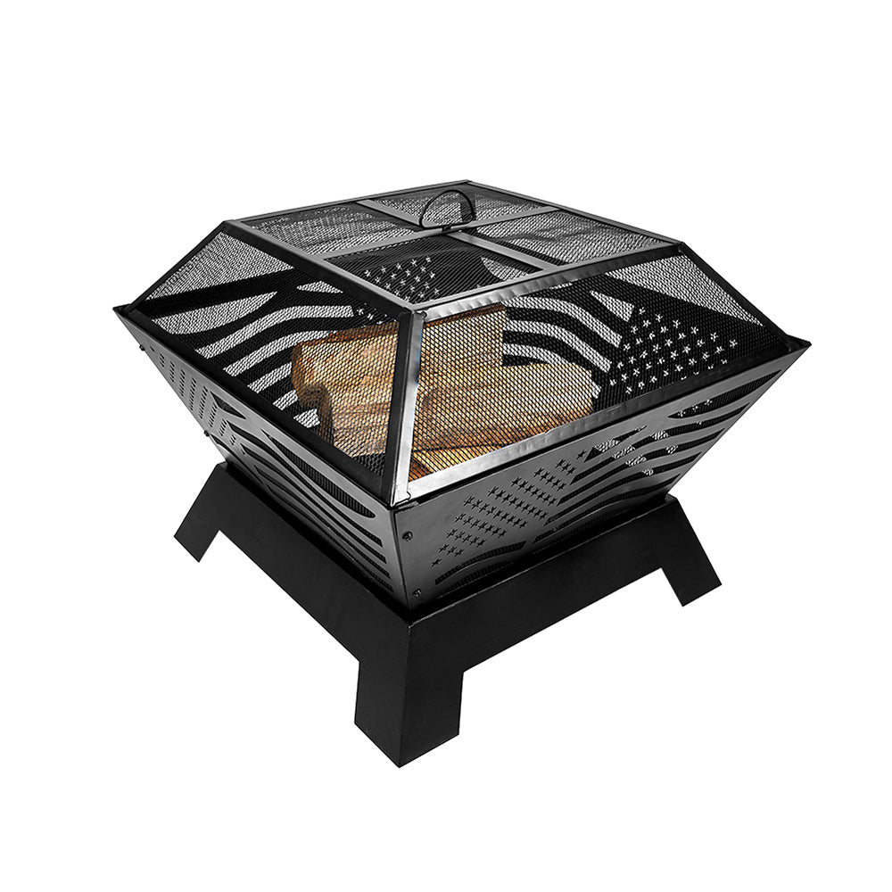 28-Inch "The Patriot" Wood Burning Fire Pit with American Flag Design